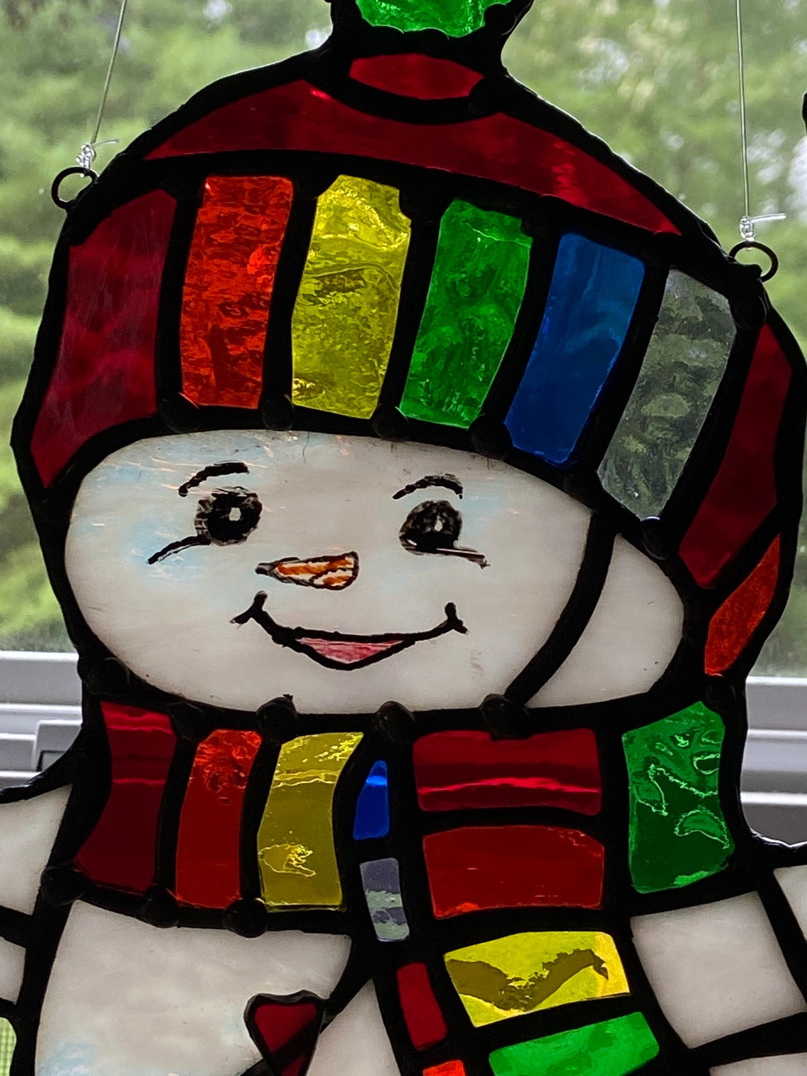 Snowman Stained Glass Stained Glass Snowman Snowman | Etsy