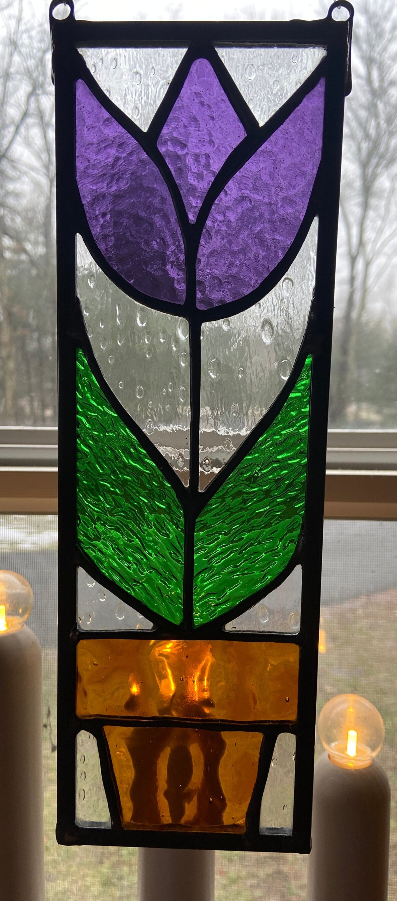 Tulip Stained Glass Stained Glass Tulip Tulip Panel Gifts | Etsy