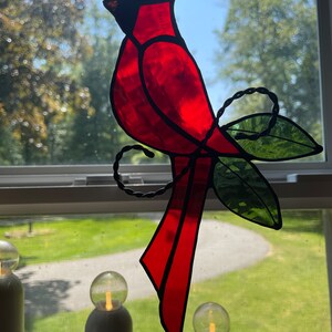 Cardinal Stained Glass Suncatcher Cardinal Glass Art - Etsy