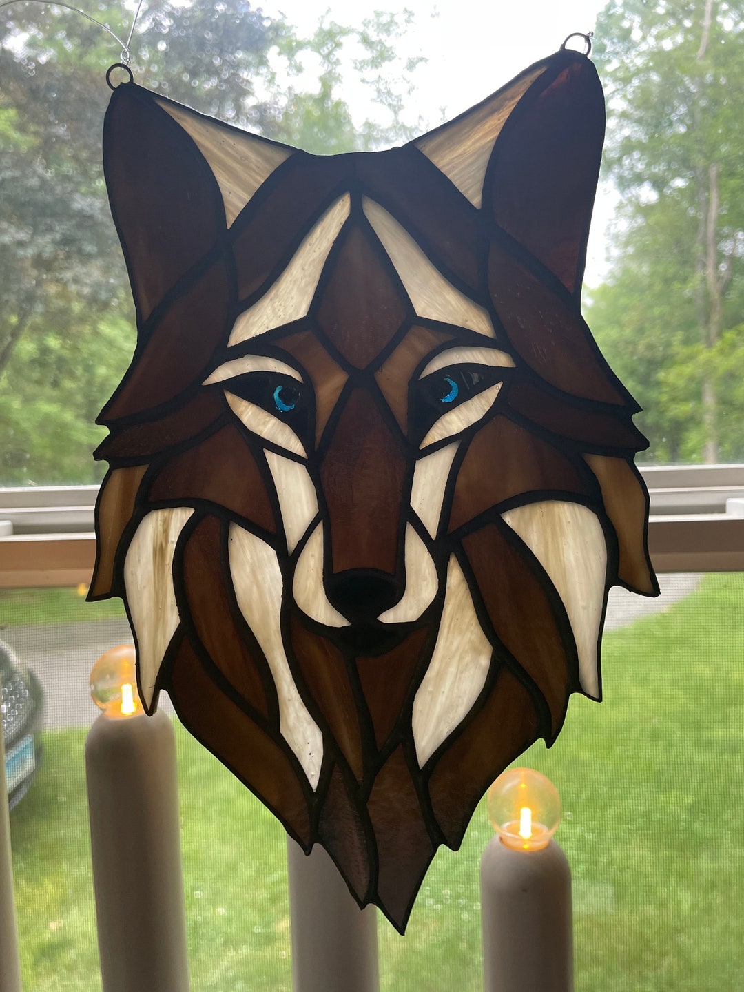 Wolf in Stained Glass, Stained Glass Wolf, Fathers Day Gift. Gifts ...