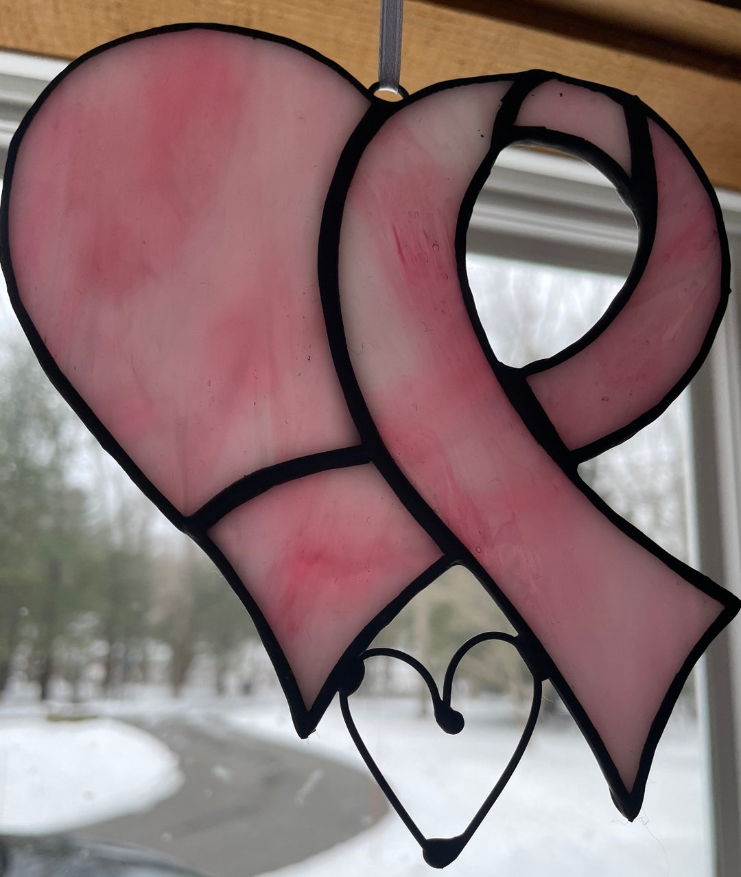 Breast Cancer Ribbon, Stained Glass Ribbon, Gifts, Suncatchers - Etsy