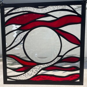 Red Waves Stained Glass Panel - Etsy