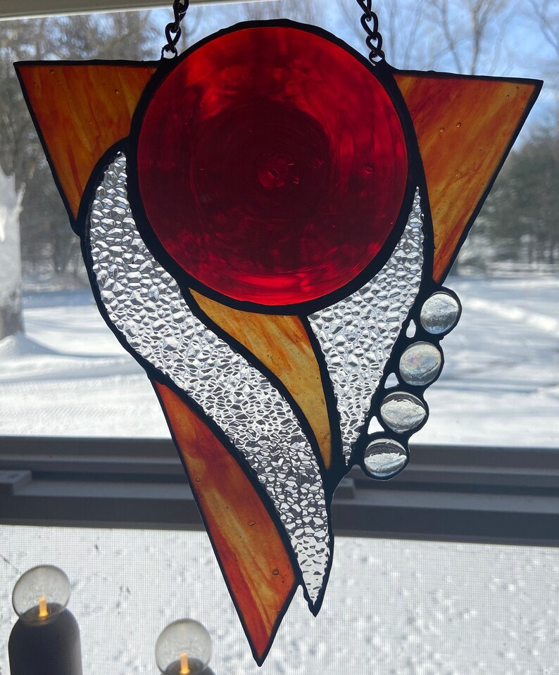 Geometric Stained Glass Suncatcher Stained Glass Geometric - Etsy