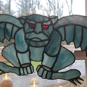 Gargoyle Stained Glass Suncatcher, Gargoyle Suncatcher, Gargoyle in ...