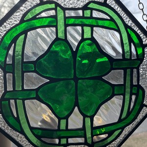 Shamrock Panel in Stained Glass, Stained Glass Shamrock Panel, Panel ...