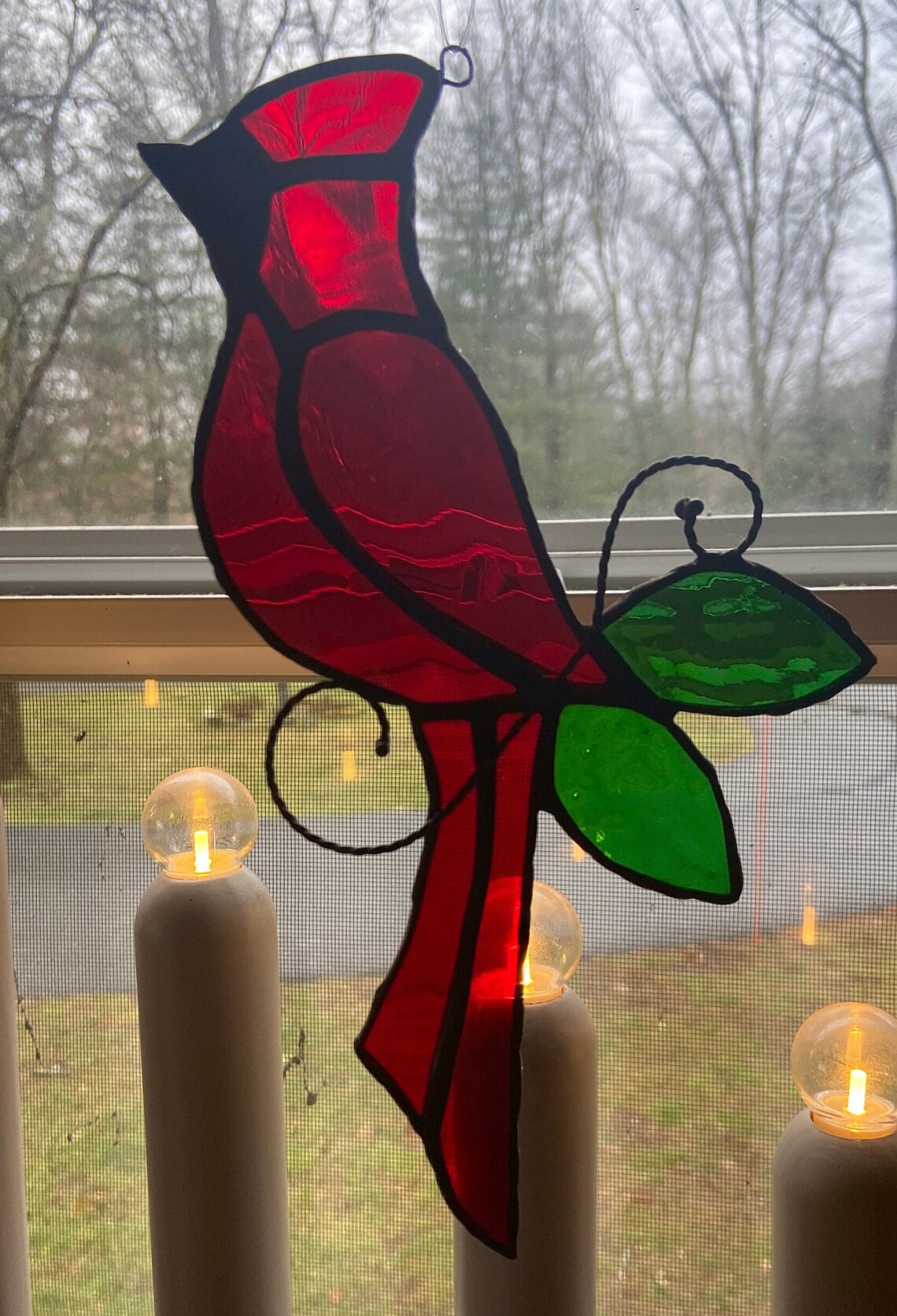 Cardinal Stained Glass Suncatcher Cardinal Glass Art - Etsy