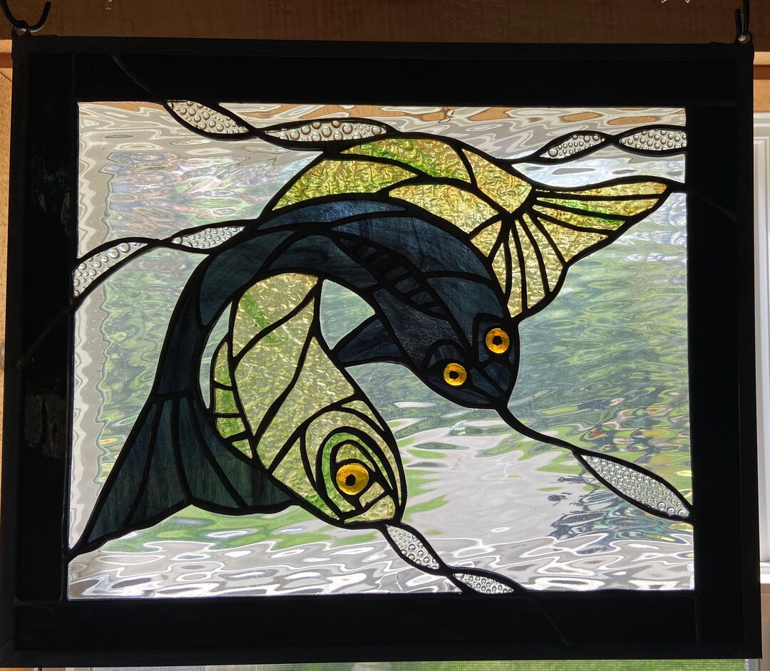 Fish Panel in Stained Glass, Stained Glass Panel, Fish Art, Gifts ...