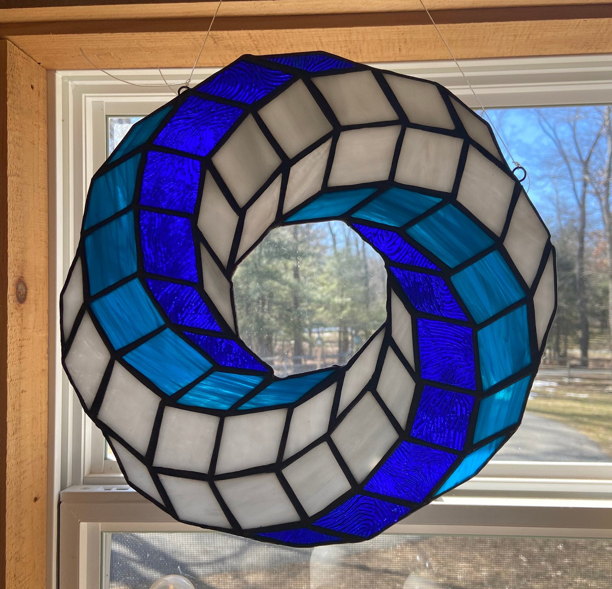 Geometric Stained Glass Suncatcher Stained Glass Geometric | Etsy