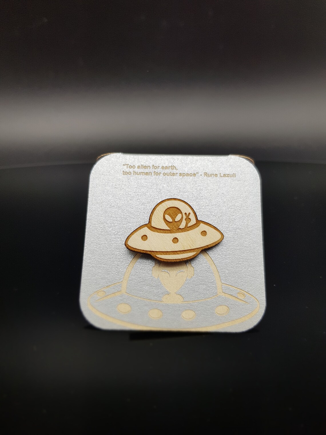 UFO Lapel Pin, UFO Wooden Pin Badge - Etsy