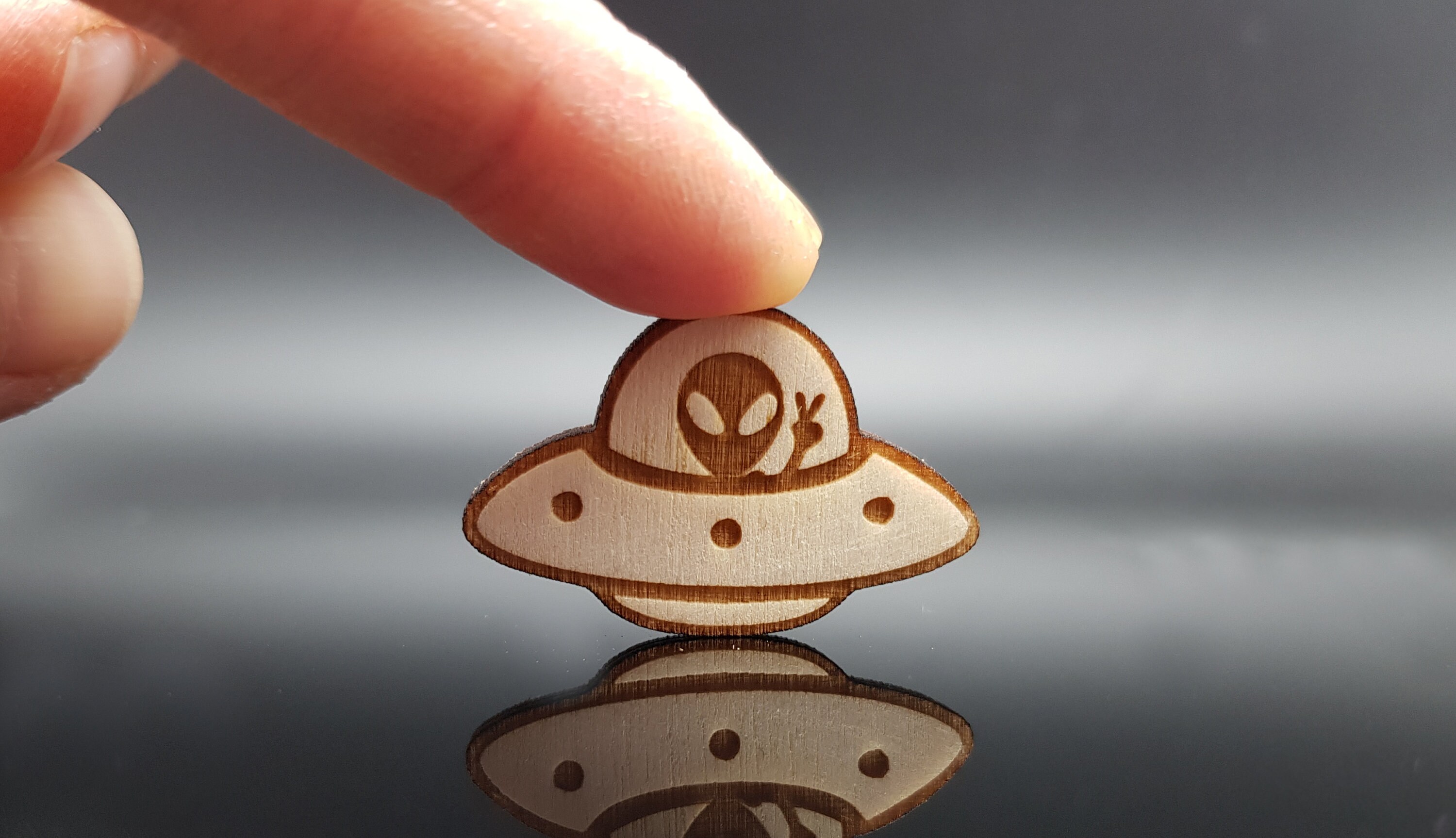 UFO Lapel Pin, UFO Wooden Pin Badge - Etsy