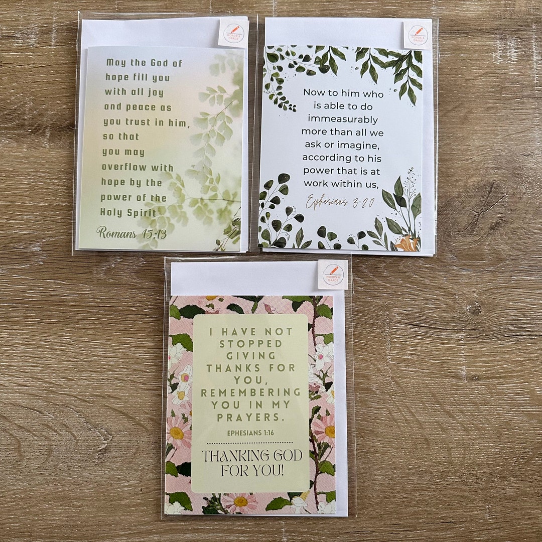 Scripture Note Cards folded Pack of 3 Cards Christian - Etsy