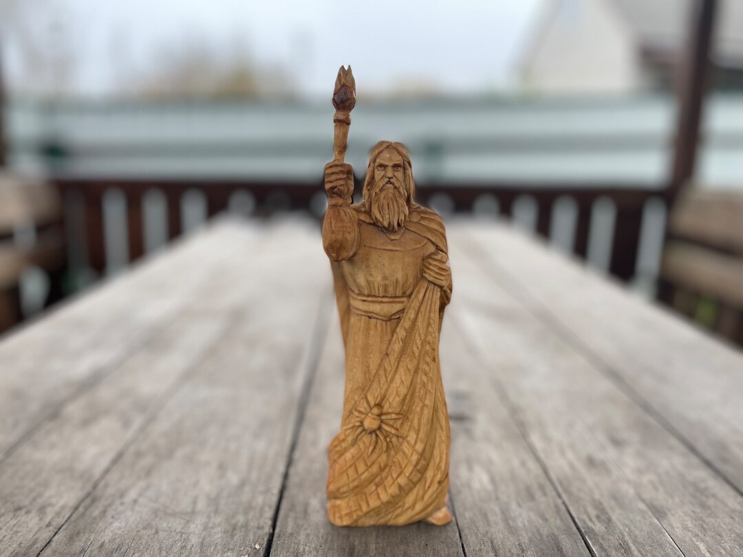 Loki, the Statue of Loki With Long Beard and Torch of Fire - Etsy