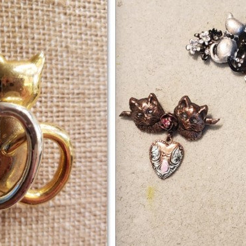 Copper Cat Brooch - Etsy