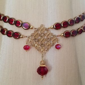 Victorian Red Beaded Necklace - Etsy
