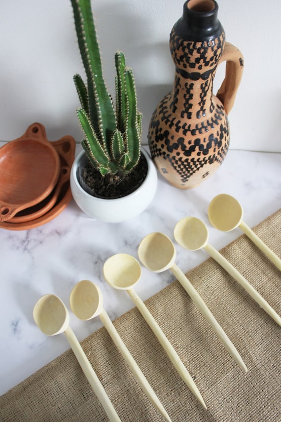 Set of Six Rustic Moroccan Wooden Spoons - Etsy