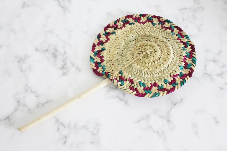 Moroccan Hand Woven Straw Fan - Etsy