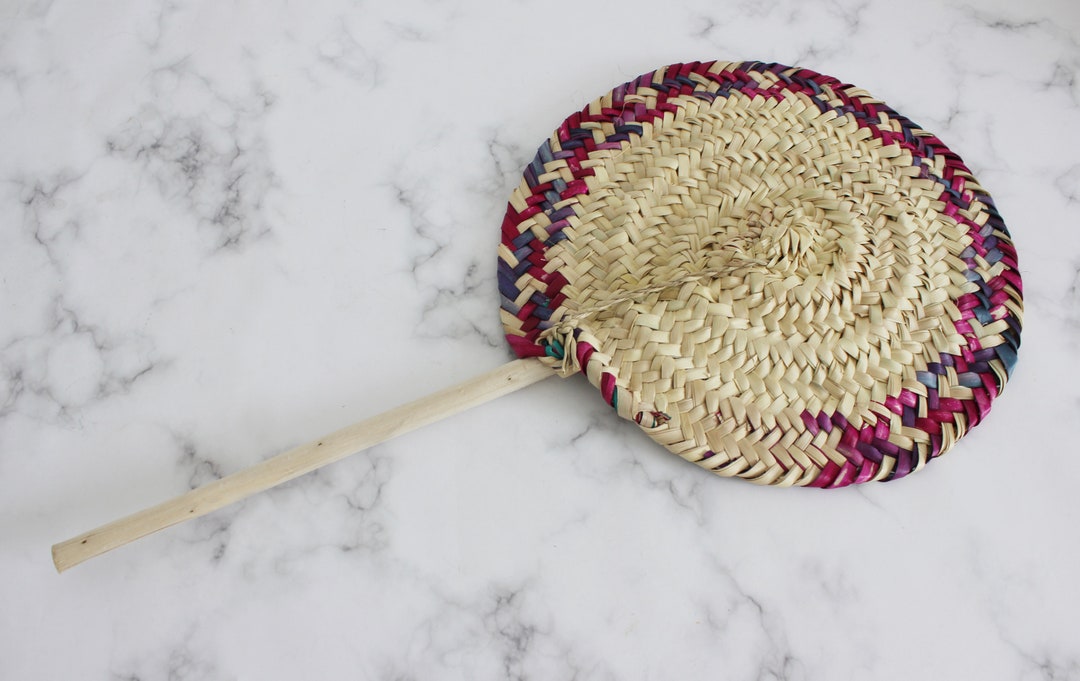 Moroccan Hand Woven Straw Fan - Etsy