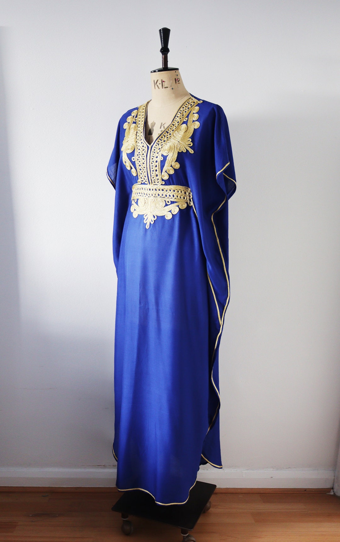 Royal Blue Embroidered Moroccan Dress - Etsy