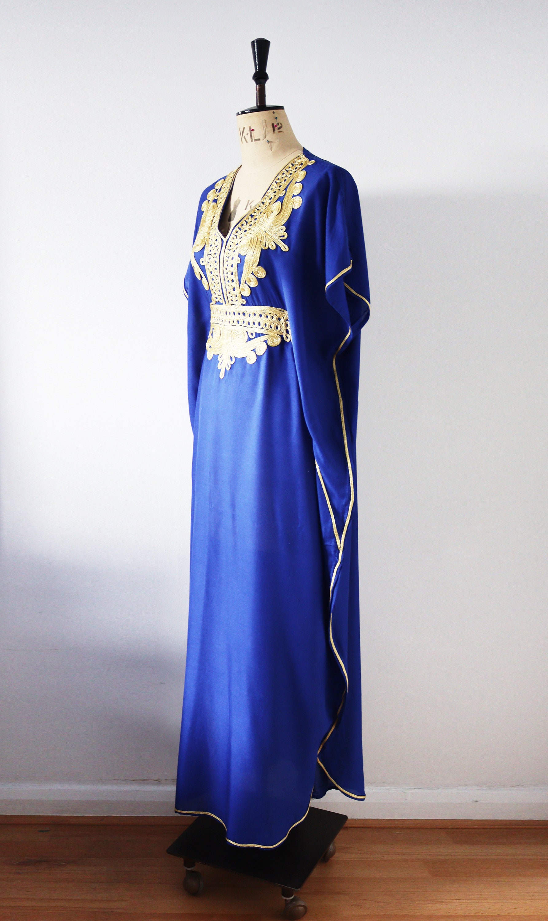 Royal Blue Embroidered Moroccan Dress - Etsy