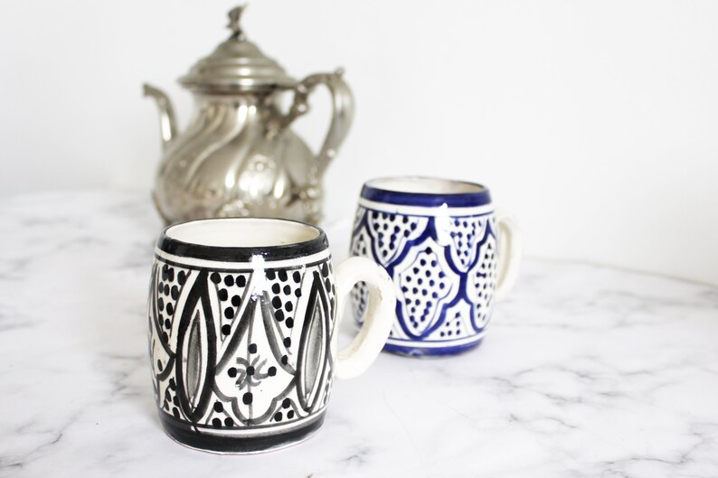 Set of Two Hand Painted Moroccan Cups - Etsy UK