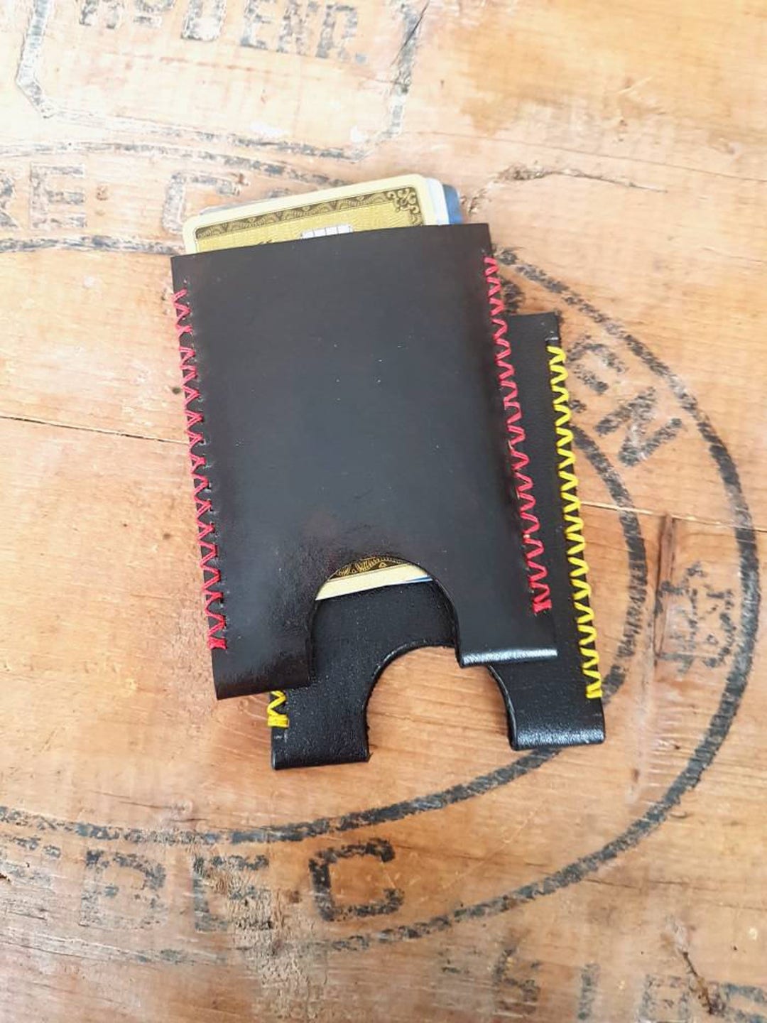 Robust Card Holder Hand Seams Door Cards Very Solid Leather - Etsy