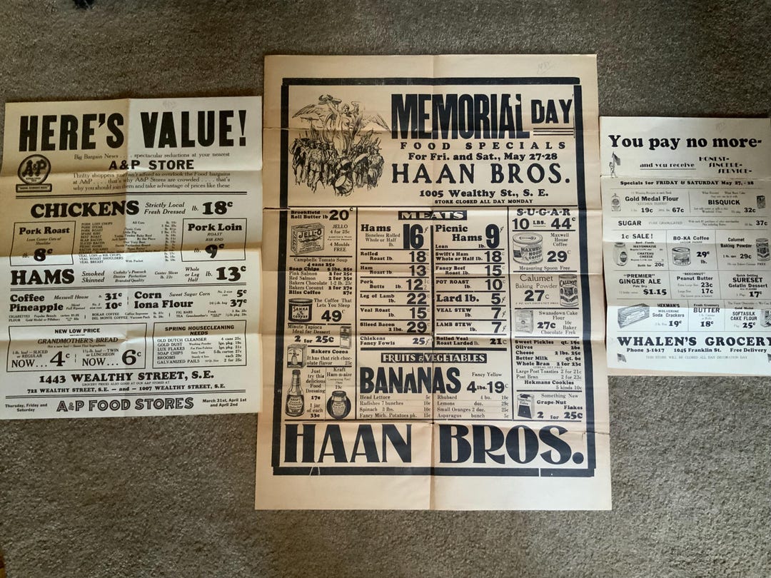 Grocery Store Window Poster Advertising 1930’s Grand Rapids MI Haan ...
