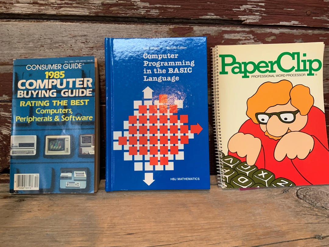 Lot 1980’s Computer Books Buying Guide Paperclip Computer Program Basic ...