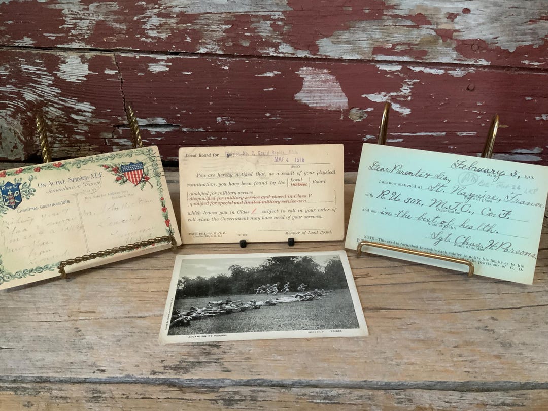 WWI Postcards Lot of 4 War Department Soldiers Advancing by Squad ...