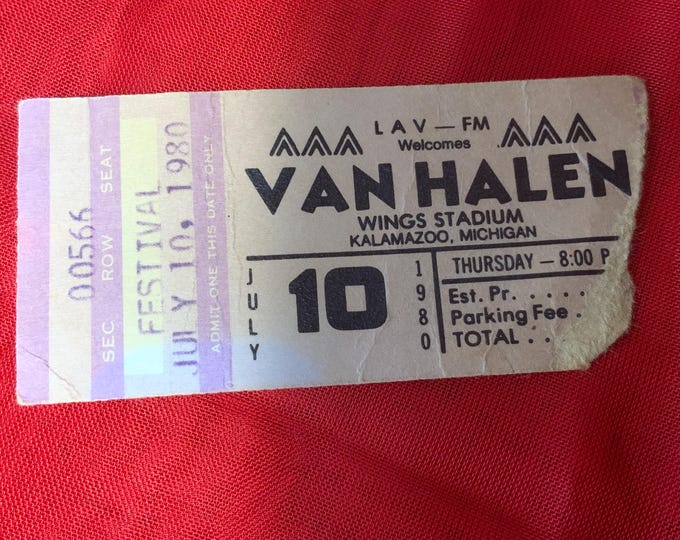 Van Halen 1980 Vintage Concert Ticket Stub Wings Stadium Kalamazoo ...