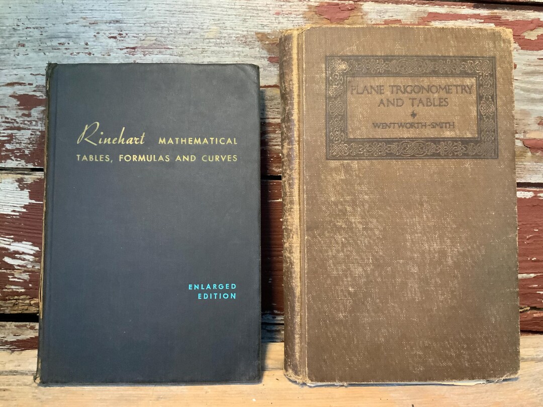 Vintage Math Pair Books Plane Trigonometry Tables 1914 Formulas Curves ...
