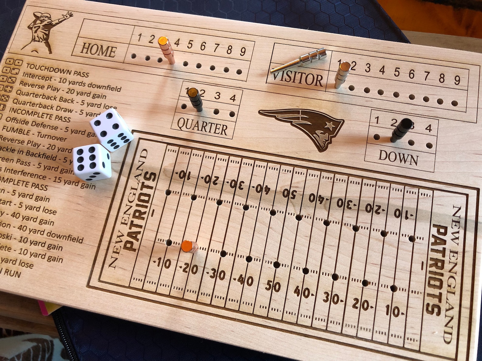 Dice Football Board Game US and Canadian Football Fields - Etsy