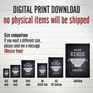 Wash Rinse Repeat Printable Artwork, Instant Digital Download, Kitchen ...