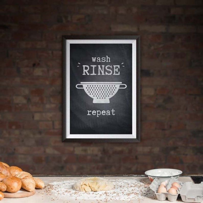 Wash Rinse Repeat Printable Artwork, Instant Digital Download, Kitchen ...