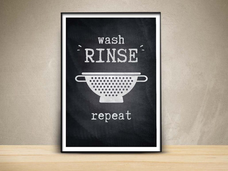 Wash Rinse Repeat Printable Artwork, Instant Digital Download, Kitchen ...