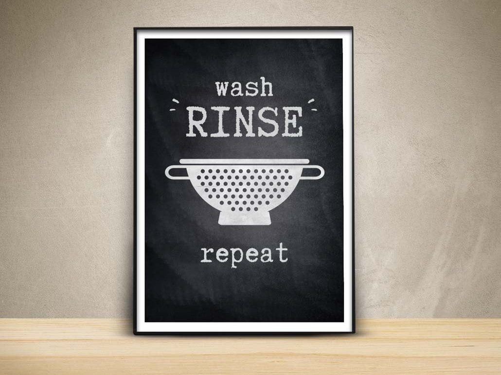Wash Rinse Repeat Printable Artwork, Instant Digital Download, Kitchen ...