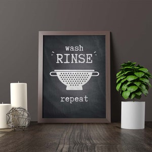 Wash Rinse Repeat Printable Artwork, Instant Digital Download, Kitchen ...