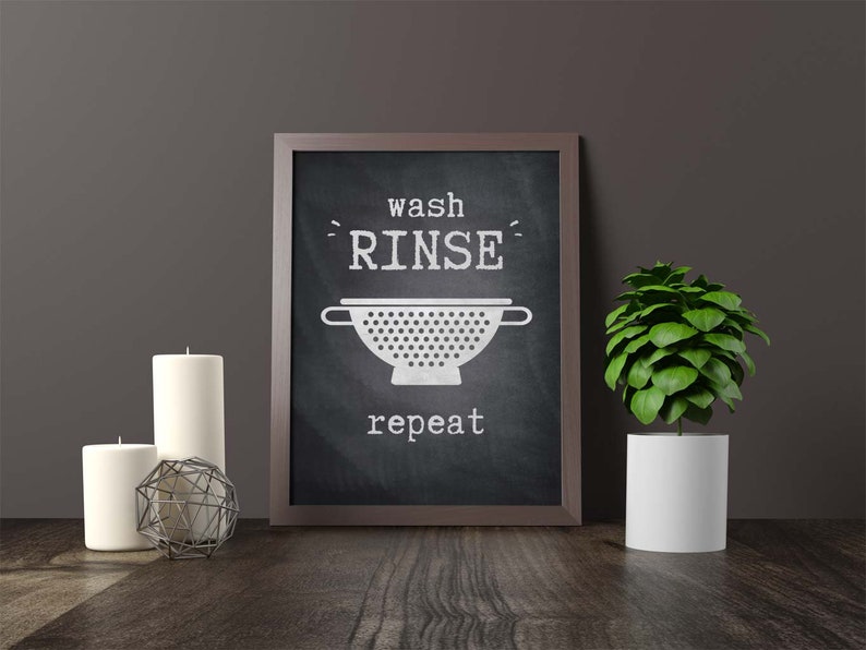 Wash Rinse Repeat Printable Artwork, Instant Digital Download, Kitchen ...
