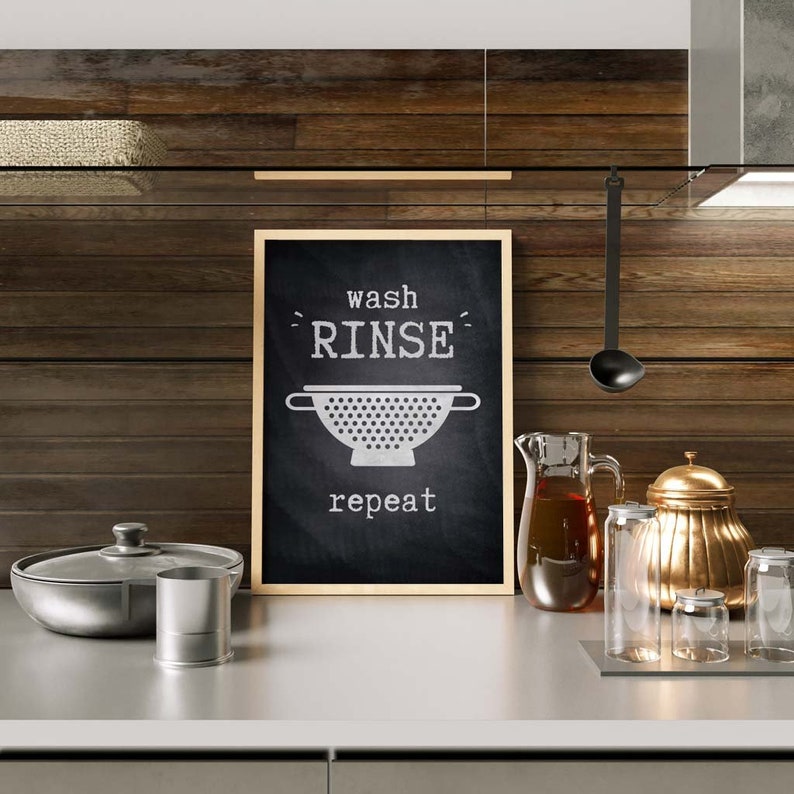 Wash Rinse Repeat Printable Artwork, Instant Digital Download, Kitchen ...