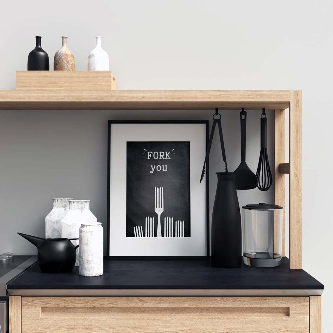 Fork You Printable Artwork, Instant Digital Download, Kitchen Art, Cook ...