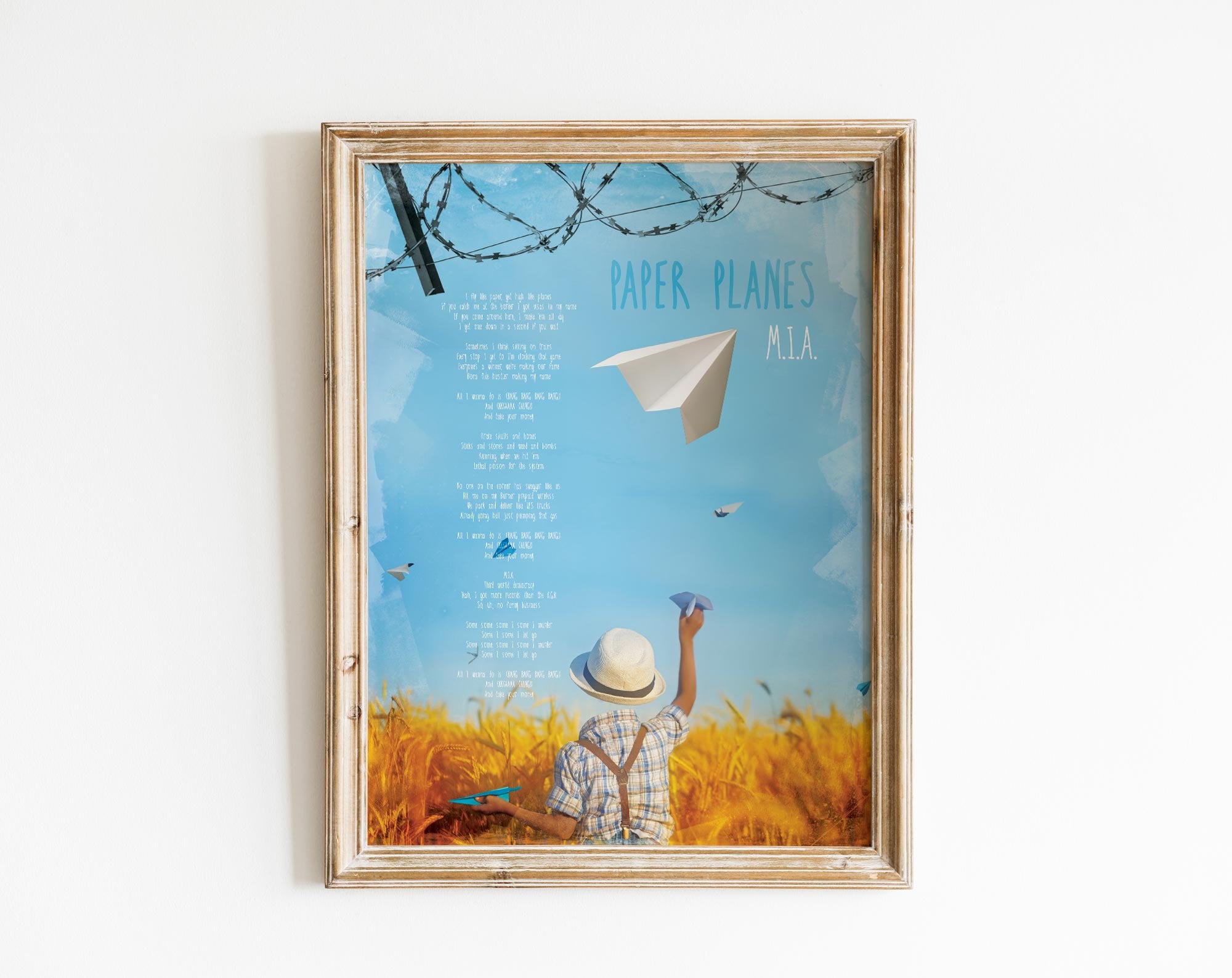 M.I.A - Paper Planes, Lyrics, Printable Artwork, Instant Digital ...