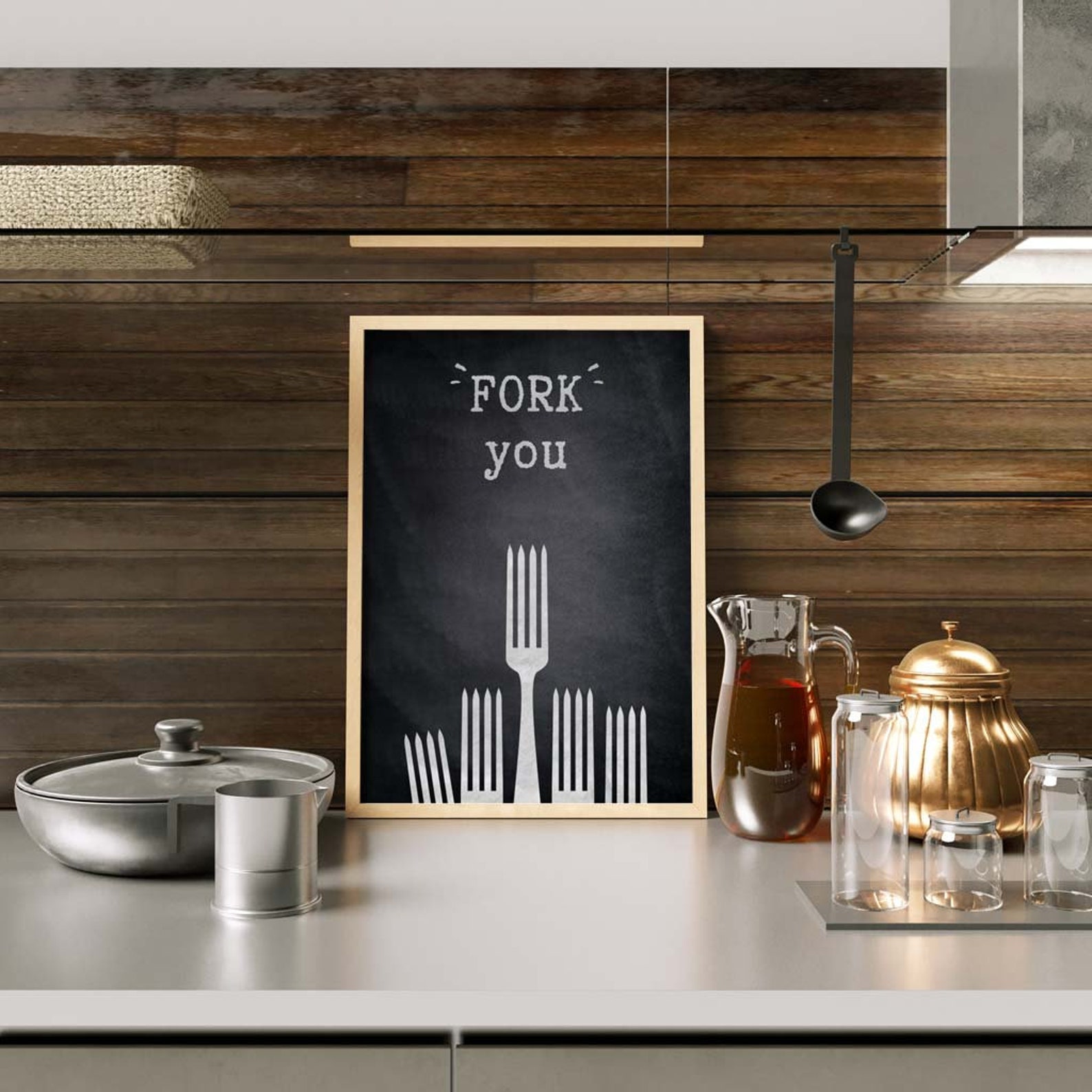 Fork You Printable Artwork, Instant Digital Download, Kitchen Art, Cook ...