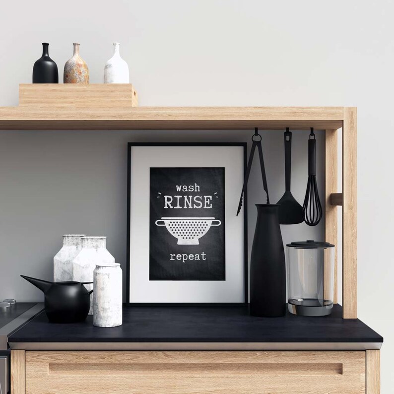Wash Rinse Repeat Printable Artwork, Instant Digital Download, Kitchen ...