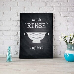 Wash Rinse Repeat Printable Artwork, Instant Digital Download, Kitchen ...