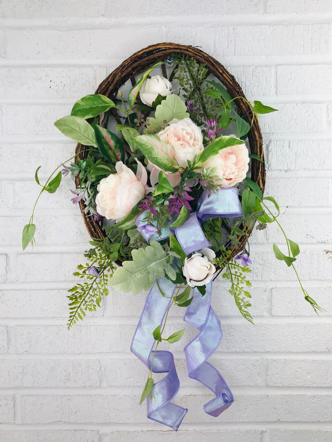 Oval Grapevine Basket for Home Decor, Everyday Wreath, Rustic Home ...