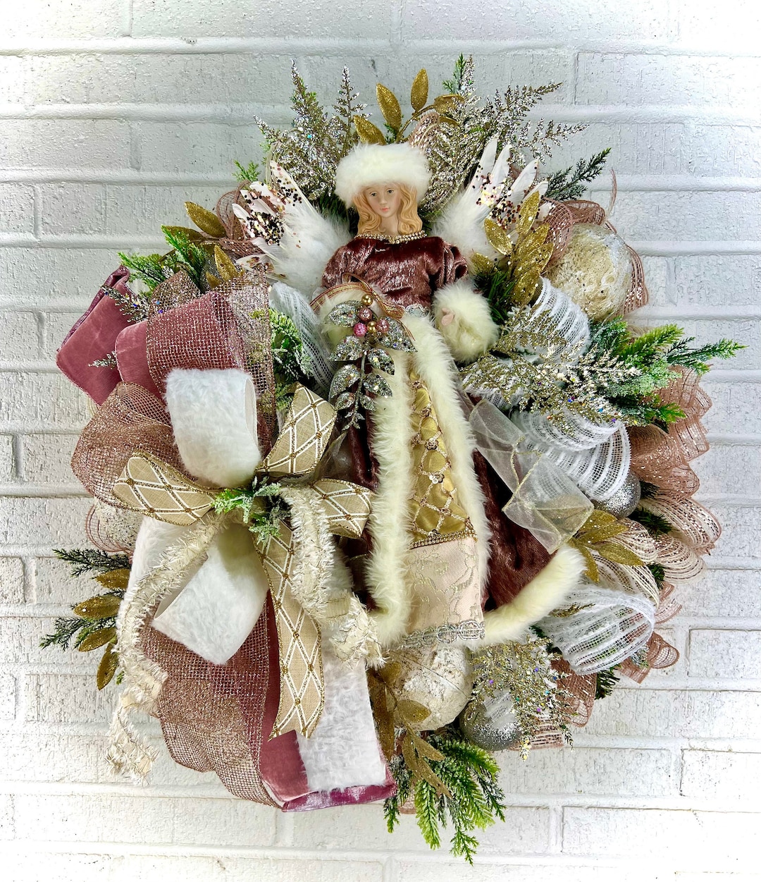 XL Angel Christmas Wreath, Elegant Angel Christmas Wreath, Holiday ...