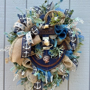 Nautical Wreath, Anchor Wreath, Welcome Anchor Wreath, Rustic Welcome ...