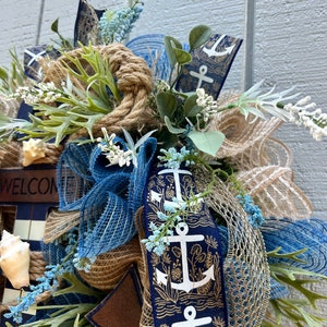 Nautical Wreath, Anchor Wreath, Welcome Anchor Wreath, Rustic Welcome ...