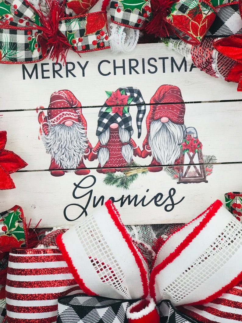 Merry Christmas Gnomies Wreath for Front Door Christmas - Etsy