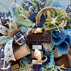Nautical Wreath, Anchor Wreath, Welcome Anchor Wreath, Rustic Welcome ...
