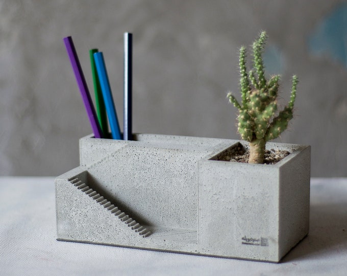 Schreibtischorganizer aus Beton mit Blattgold - Etsy.de